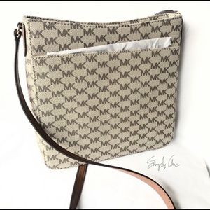 Michael Kors | Bags | Nwt Authentic Mk Monogram Messenger Bag Acorn Tan ...